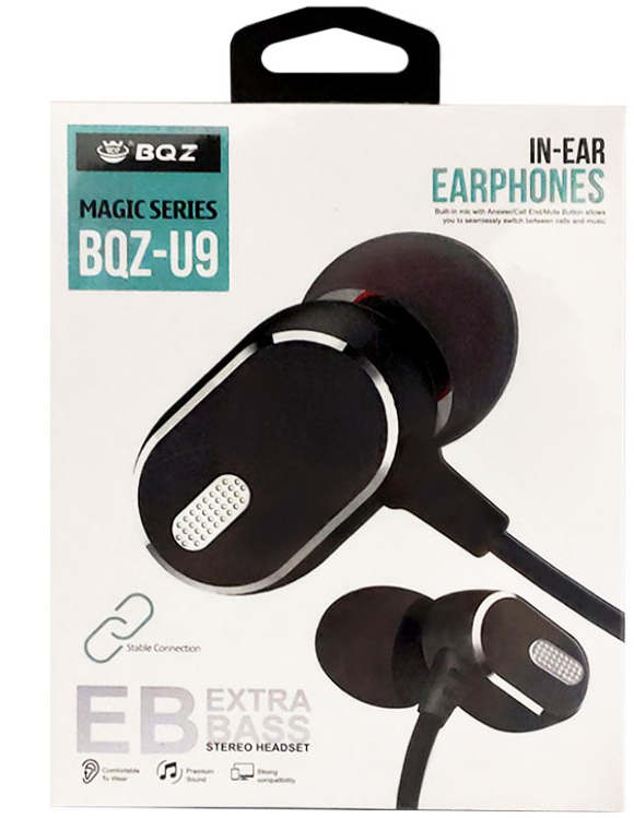 BQZ U9 Magic Series Extra Bass Earphone Headset with Mic | Auramart.lk