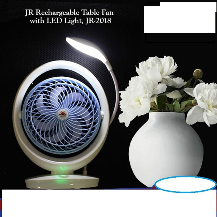Rechargeable Table Fan with LED Light JR 2018 | onide.lk